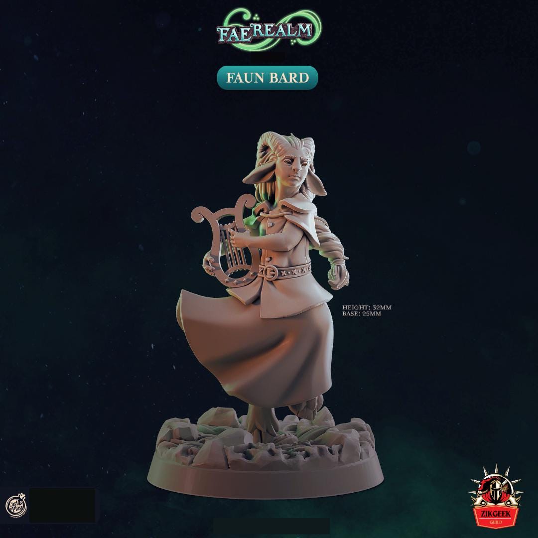 Faun Bard Miniature: 28/32/38mm Fantasy RPG Mini for Dnd, TTRPG - Etsy