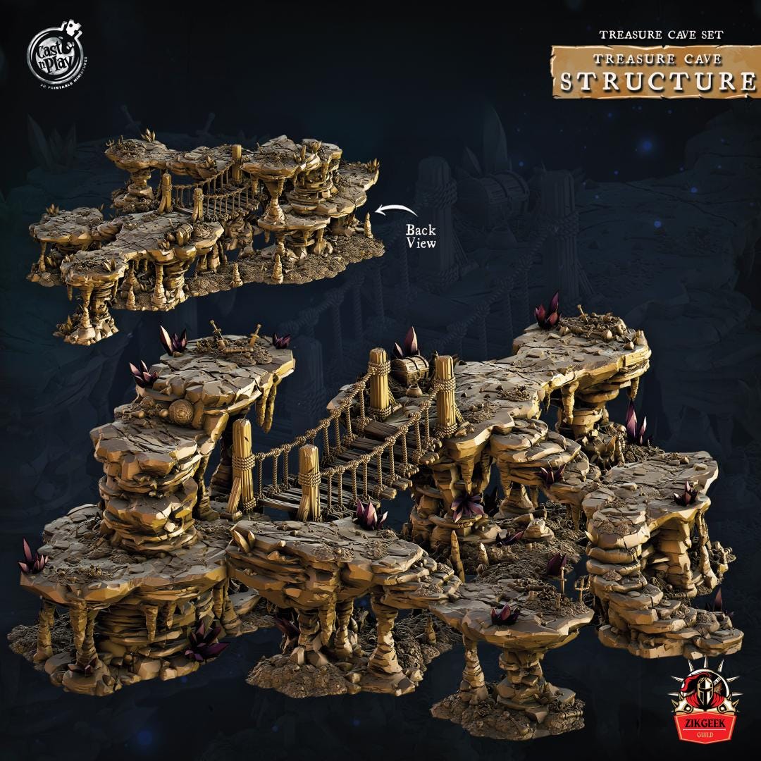 Treasure Cave Structure Terrain: 28/32/38mm Fantasy RPG Mini for Dnd ...