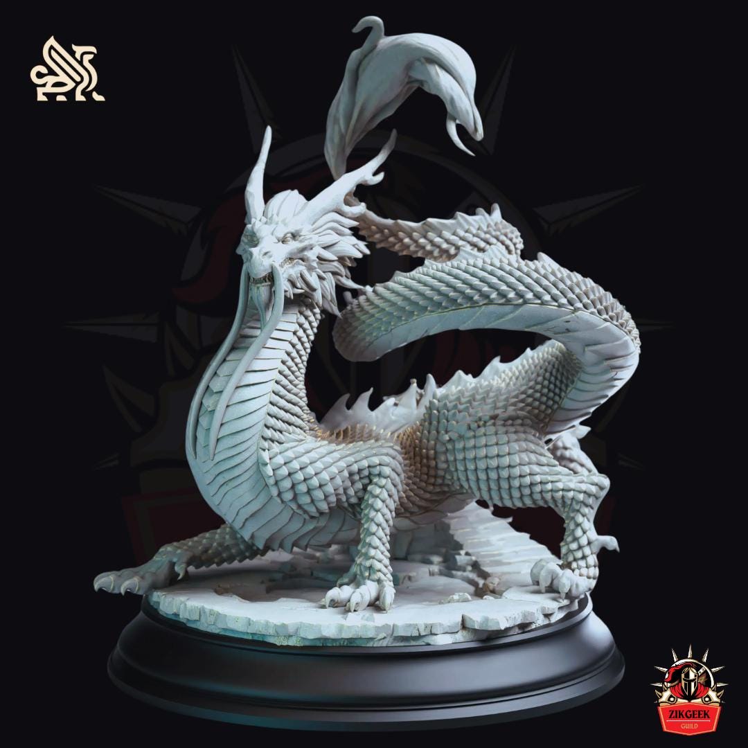 Crimson Eastern Dragon Miniature: 28/32/38mm Fantasy RPG Mini for Dnd ...