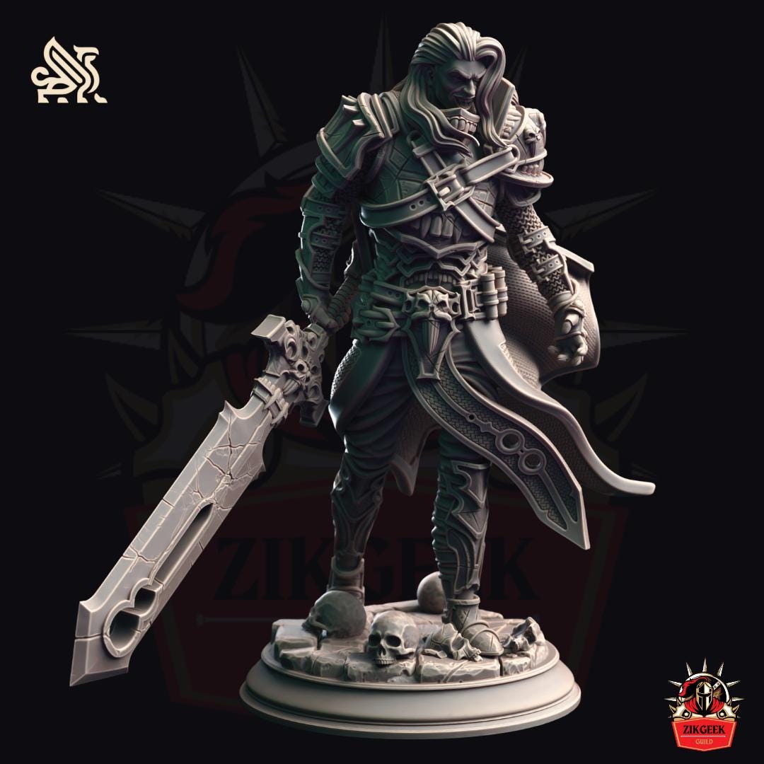 Male Vampire Lord Knight Miniature: 28/32/38mm Fantasy RPG Mini for Dnd ...