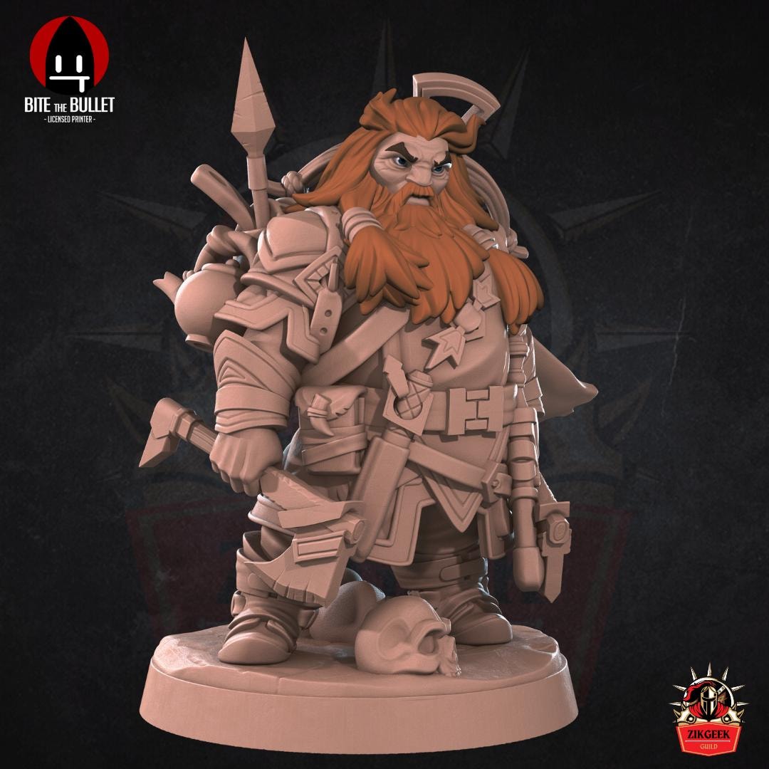 Dwarf Male Ranger Miniature: 28/32/38mm Fantasy RPG Mini for Dnd, TTRPG ...