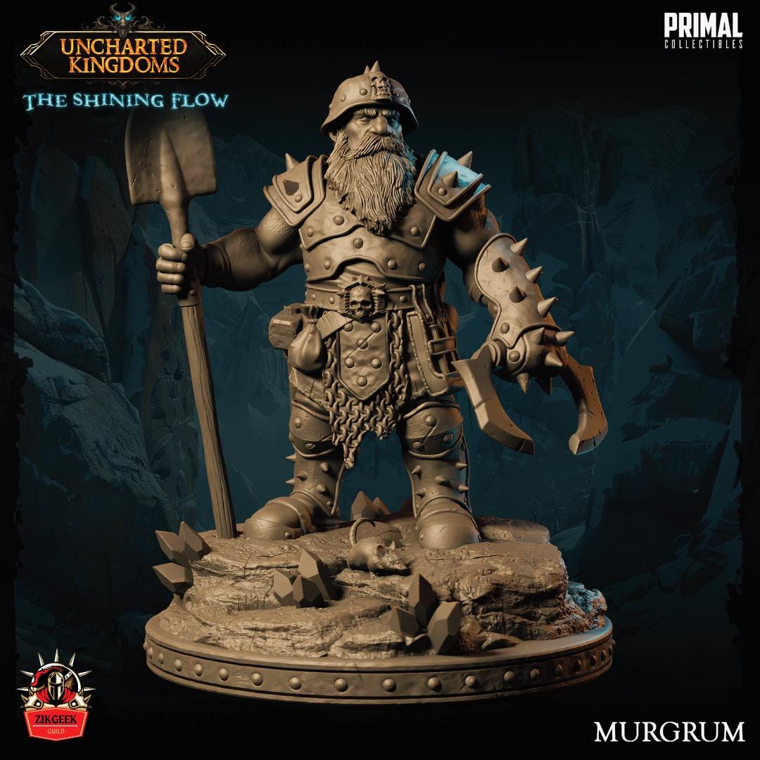 Dwarf Male Miner Warrior Miniature: 28/32/38mm Fantasy RPG Mini for Dnd ...