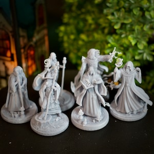 Wizards Bundle 6 Pc, Dnd Miniature Set, Cleric, Warlock, Mage, Sorcerer ...