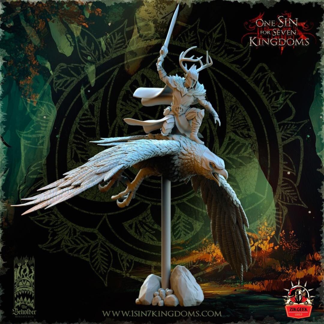 Elven Eagle Rider Miniature: 28/32/38mm Fantasy RPG Mini for Dnd, TTRPG ...