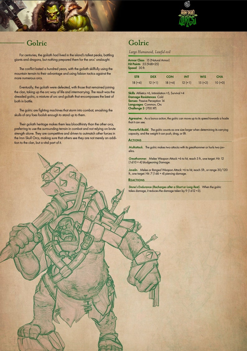 Giant Fat Orc Warrior Miniature: 28/32/38mm Fantasy RPG Miniature for ...
