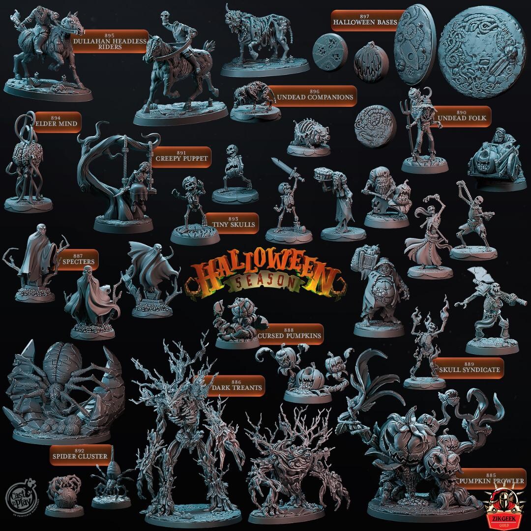 Halloween Season X30 Miniatures Set: 28/32/38mm Fantasy RPG Mini for ...
