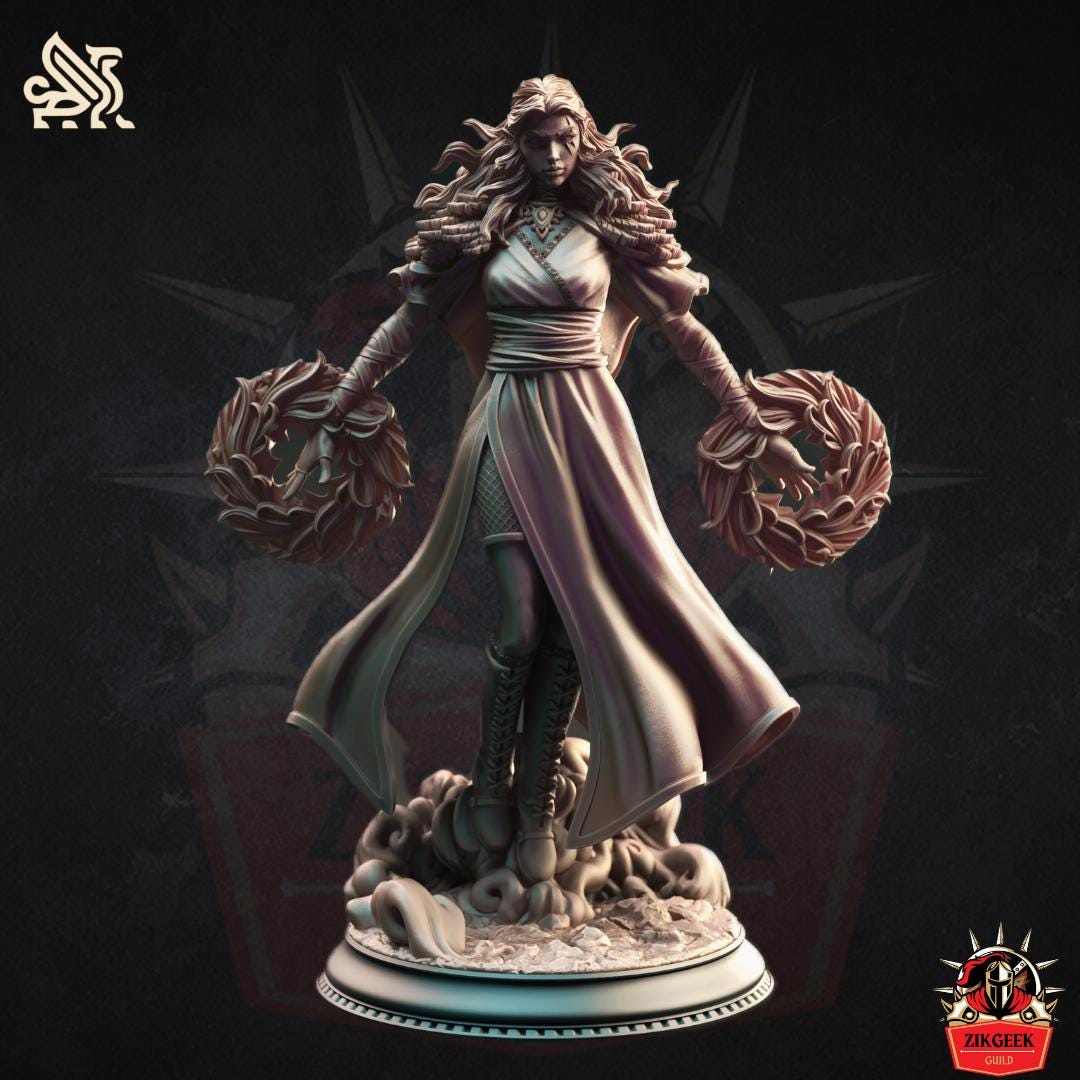 Half-elf Female Sorceress Miniature: 28/32/38mm Fantasy RPG Mini for ...