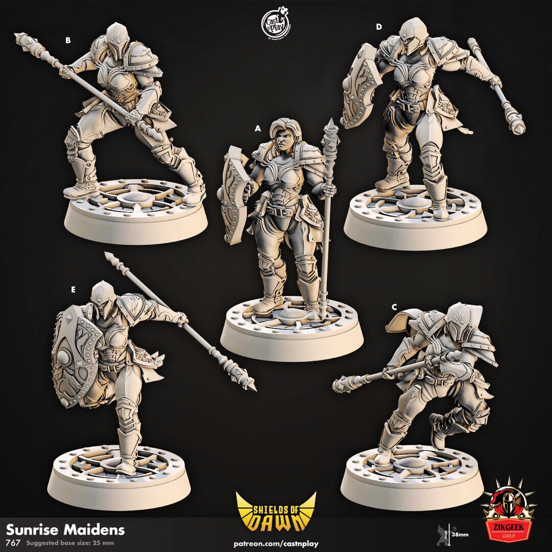 Human Female Paladin Miniature: 28/32/38mm Fantasy RPG Mini for Dnd ...