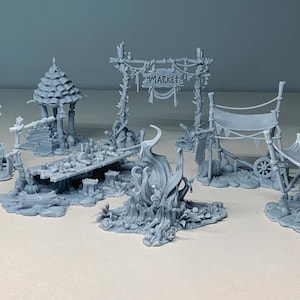 Medieval Market Scatter Terrain Set: 28/32/38mm Fantasy RPG Mini for ...