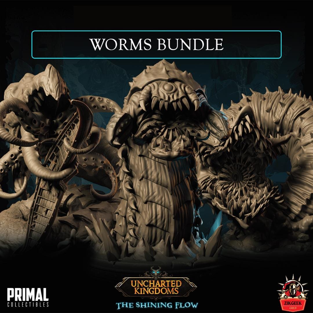 Giant Worms Miniature Bundle: 28/32/38mm Fantasy RPG Mini for Dnd ...