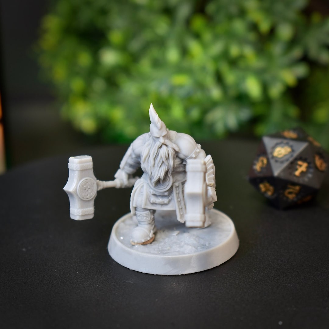Dwarf Barbarian, Warrior Miniature: 28/32/38mm Fantasy RPG Mini for Dnd ...
