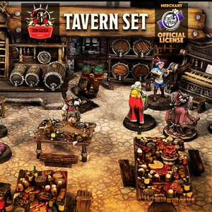 Tavern Bar Props, Tables, Chairs Dnd Terrain Miniature, Dungeon Hero ...