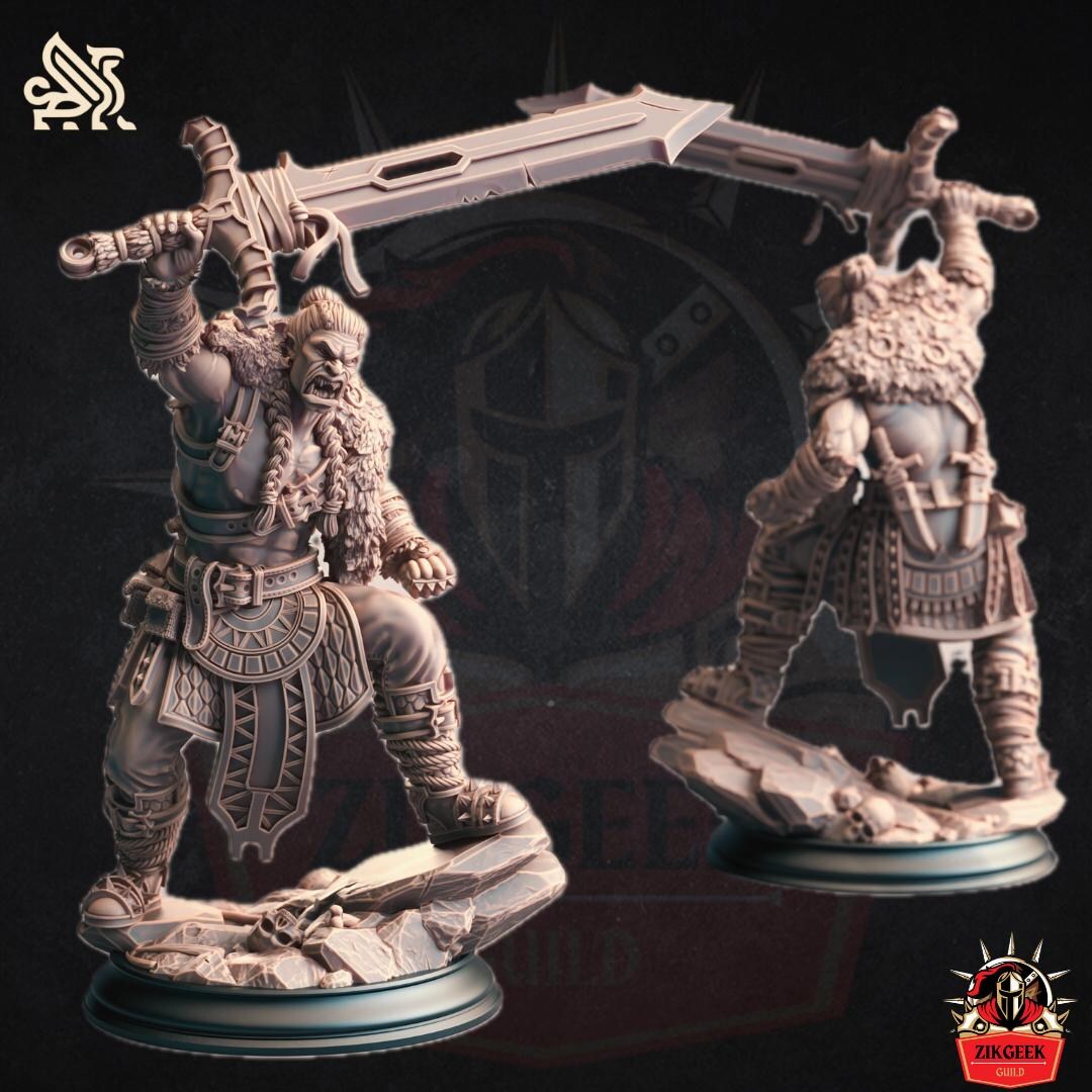 Half-orc Berserker Miniature: 28/32/38mm Fantasy RPG Mini for Dnd ...