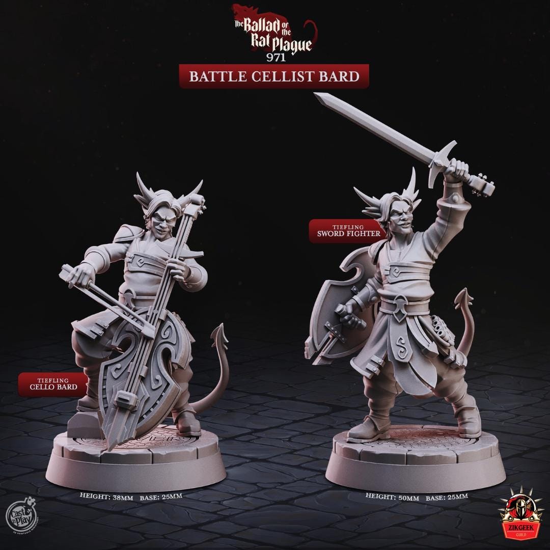 Tiefling Bard Miniature: 28/32/38mm Fantasy RPG Mini for Dnd, TTRPG - Etsy