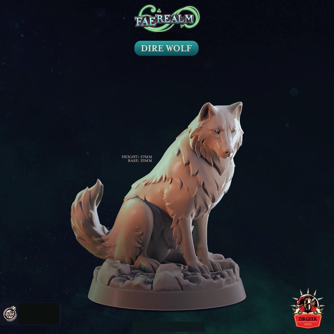 Dire Wolf Miniature: 28/32/38mm Fantasy RPG Mini for Dnd, TTRPG - Etsy