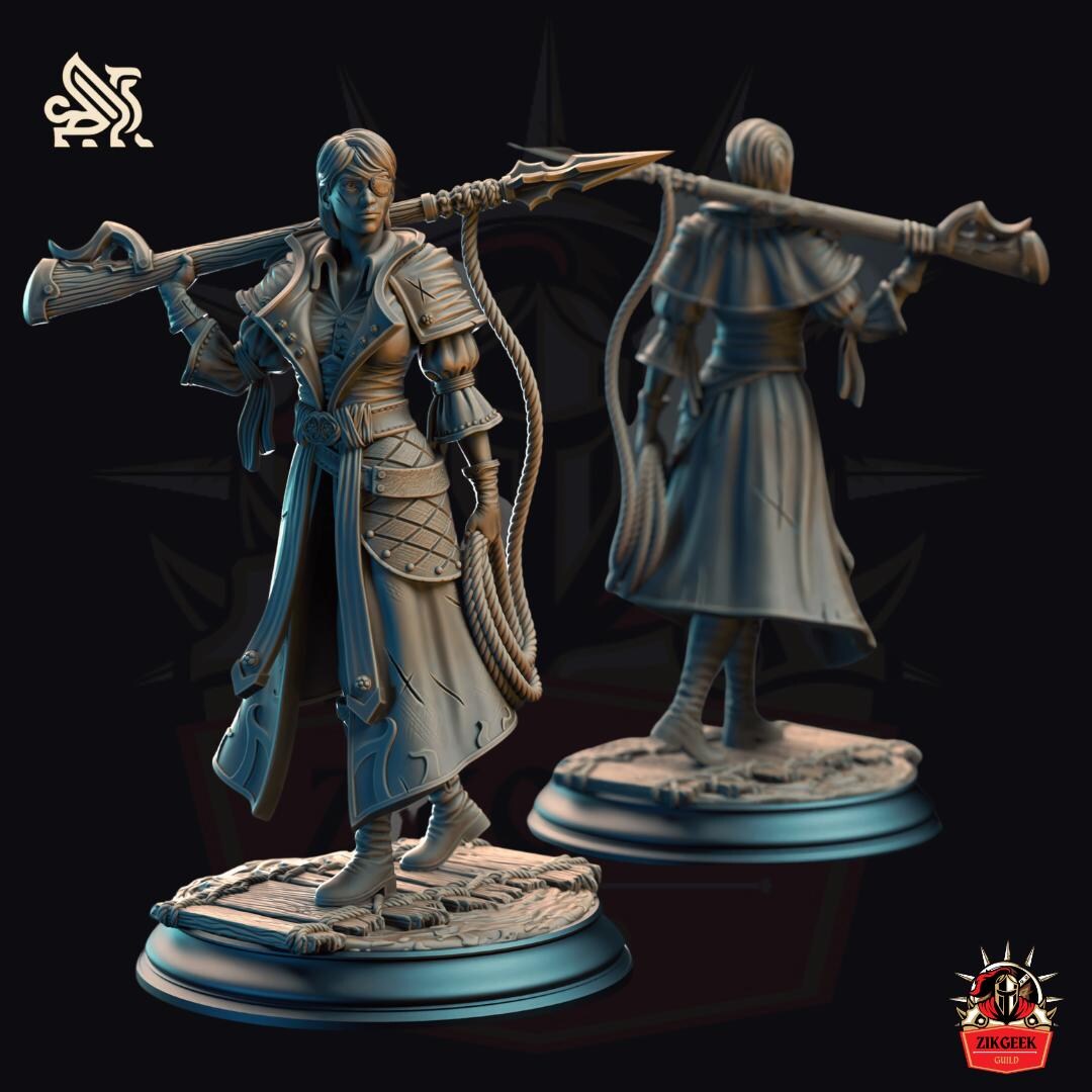 Pirate Harpoon Marksman Miniature: 28/32/38mm Fantasy RPG Mini for Dnd ...