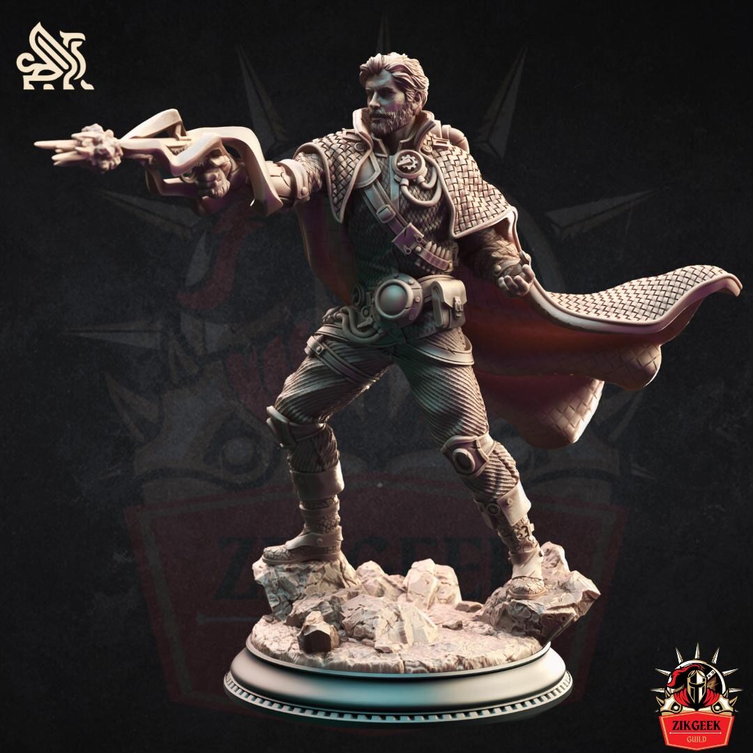 Human Male Gunslinger Artificer Miniature: 28/32/38mm Fantasy RPG Mini ...
