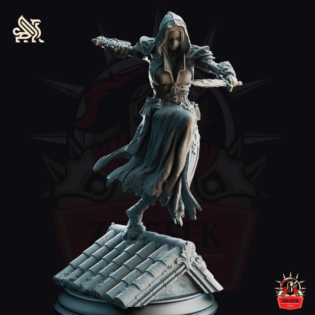 Human Female Rogue, Assassin Miniature: 28/32/38mm Fantasy RPG Mini for ...
