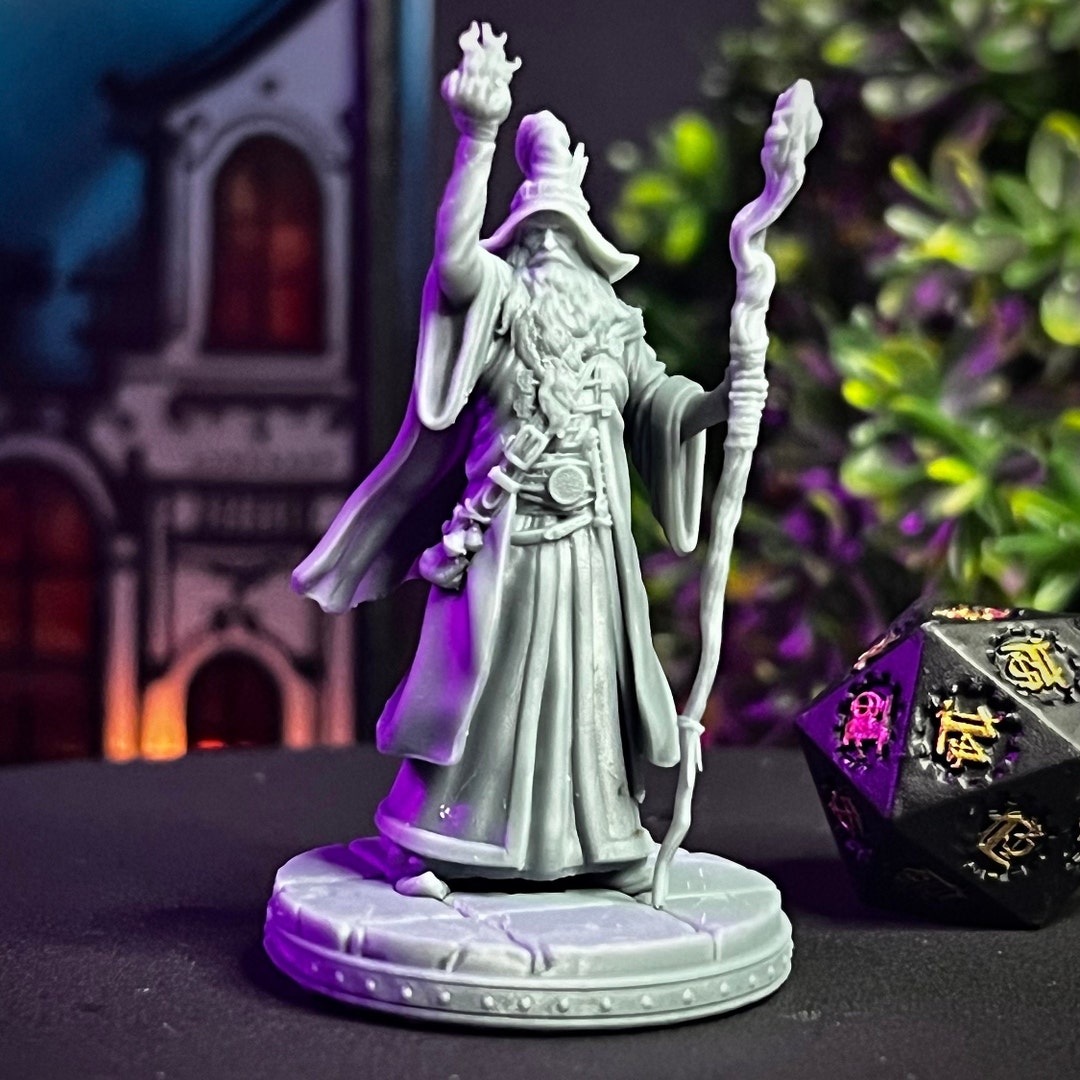 Human Wizard, Mage, Sorcerer Miniature: 28/32/38mm Fantasy RPG Mini for ...