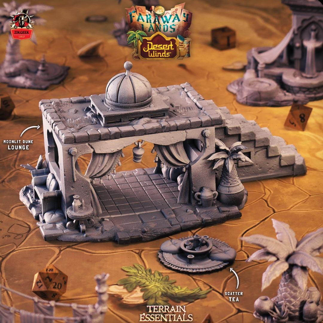 Moonlit Dune Lounge, Arabia Terrain: 28/32/38mm Fantasy RPG Miniature ...