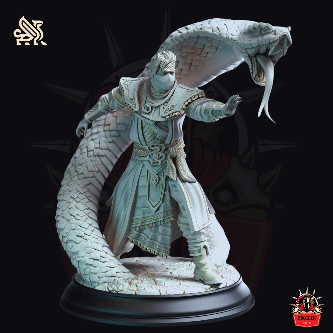 Human Male Snake Conjurer Miniature: 28/32/38mm Fantasy RPG Mini for ...