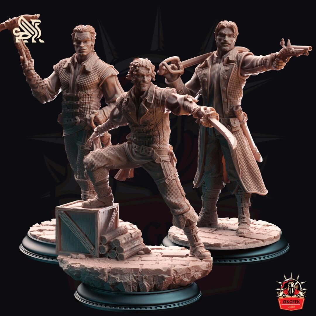 Bandits Swashbuckler Thugs Mercenary Miniature: 28/32/38mm Fantasy RPG ...