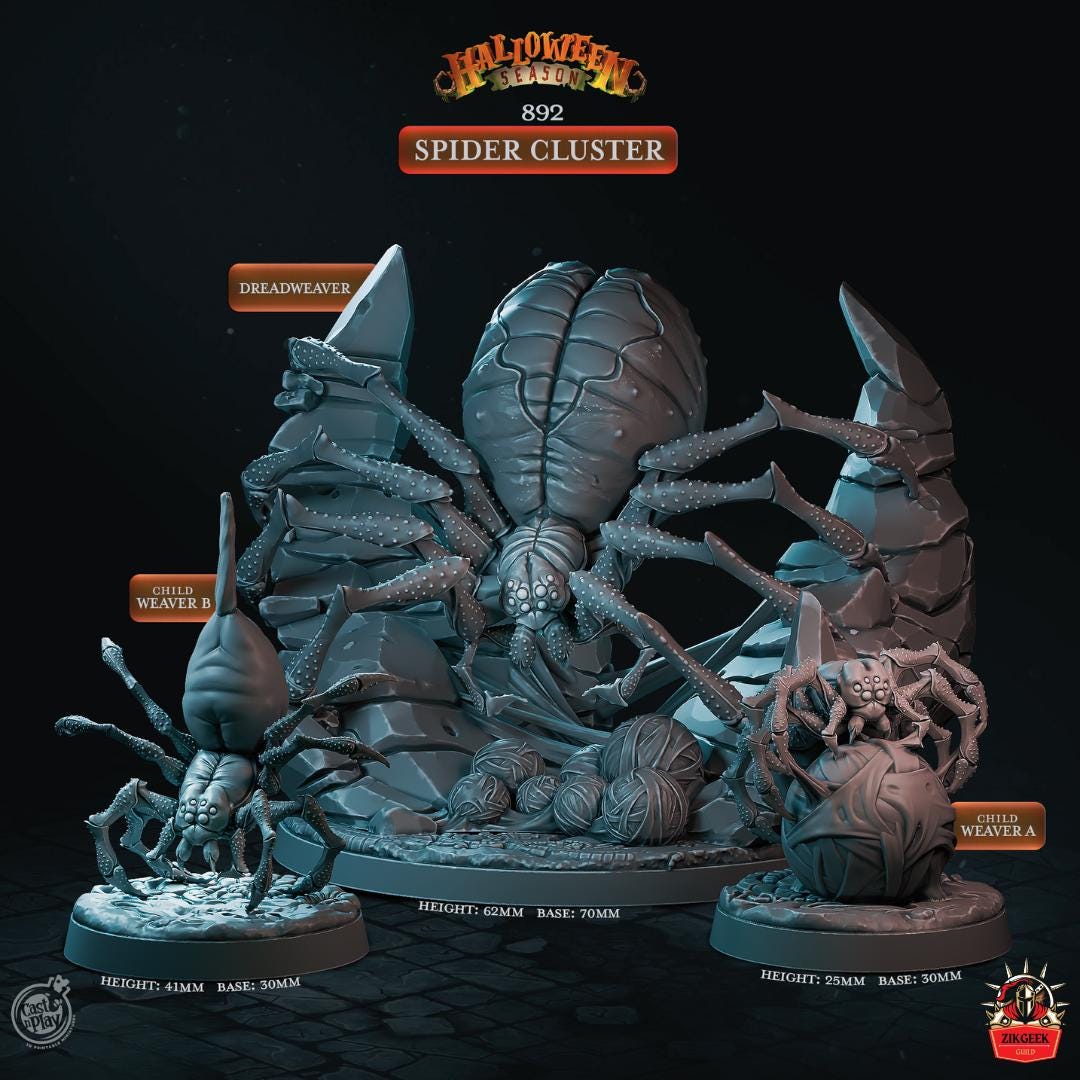 Spider Cluster Miniature Set: 28/32/38mm Fantasy RPG Mini for Dnd ...