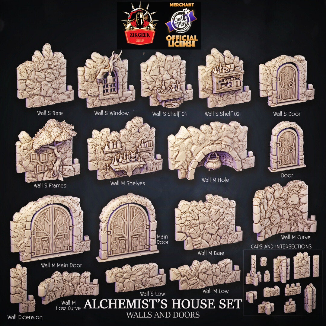 Alchemist's House Set, Walls Doors Dnd Terrain Miniatures Hero Quest ...