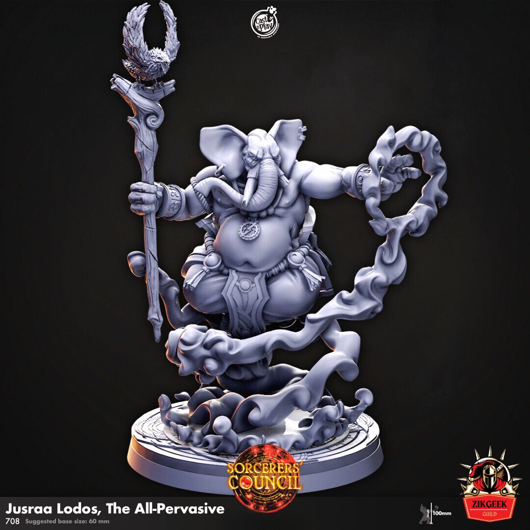 Elephant Wizard Miniature: 28/32/38mm Fantasy RPG Miniature for Dnd ...