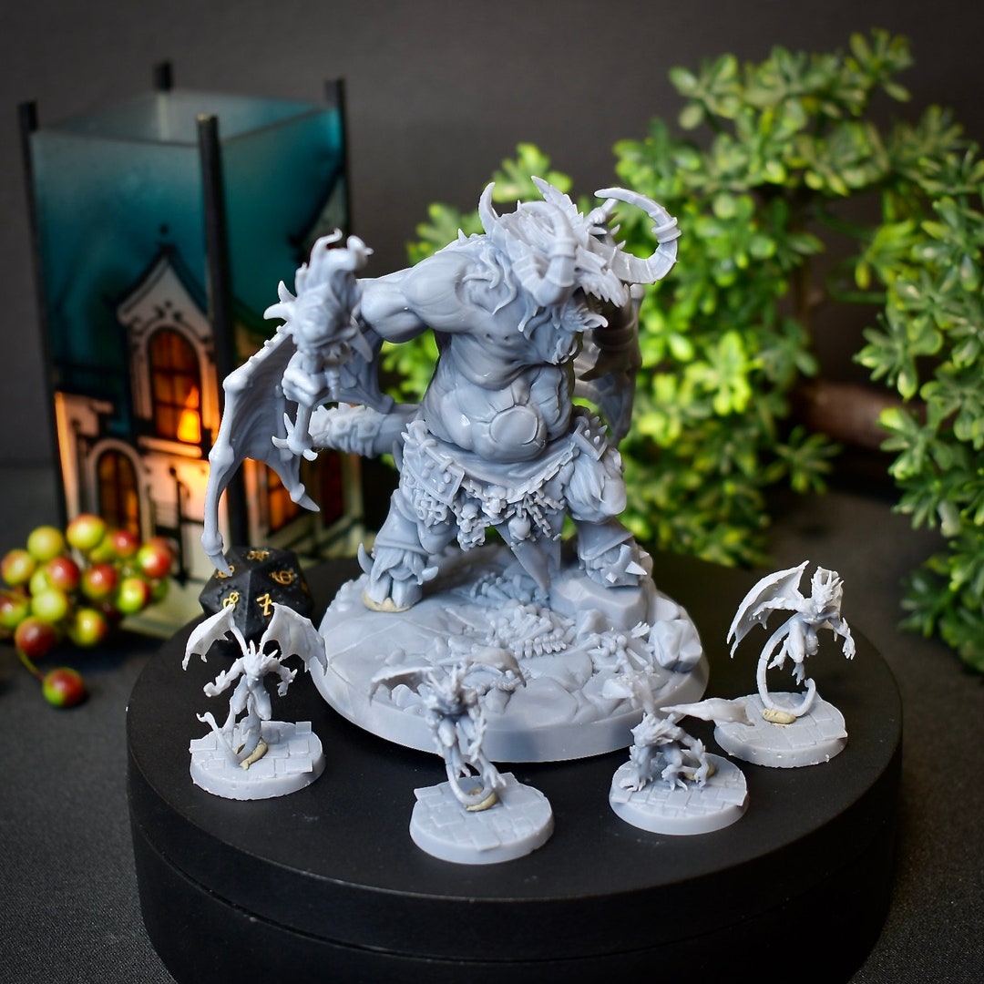 Orcus Boss Enemy With Imps Miniatures – Boss Monster Figure for Fantasy ...