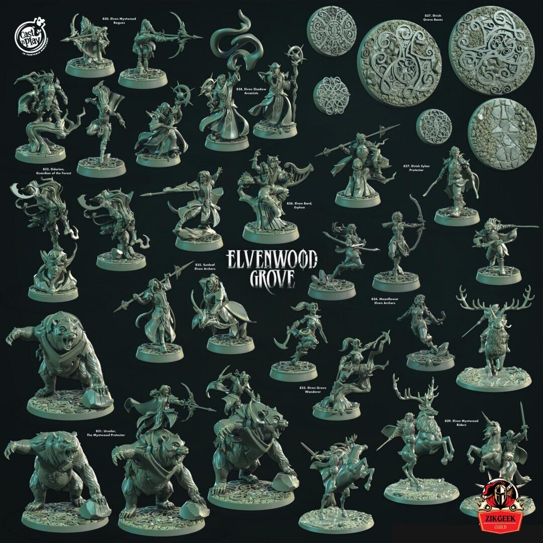 Elvenwood Grove X29 Miniatures Set: 28/32/38mm Fantasy RPG Mini for Dnd ...