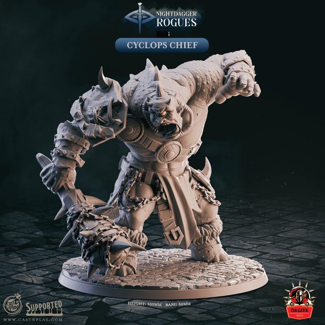 Cyclop Chief Boss Miniature: 28/32/38mm Fantasy RPG Mini for Dnd, TTRPG ...