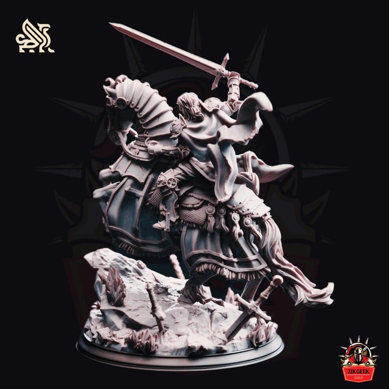Female Knight Riding a Horse Miniature: 28/32/38mm Fantasy RPG Mini for ...