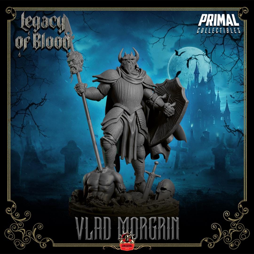Lord Vlad Morgrin Fighter Miniature: 28/32/38mm Fantasy RPG Mini for ...