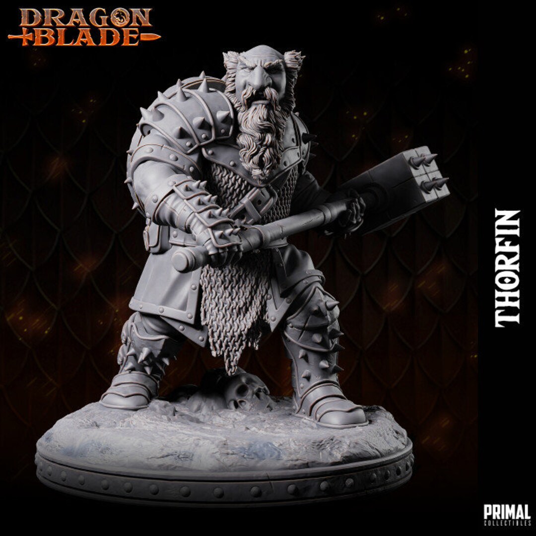 Male Evil Dwarf Warrior Miniature: 28/32/38mm Fantasy RPG Mini for Dnd ...