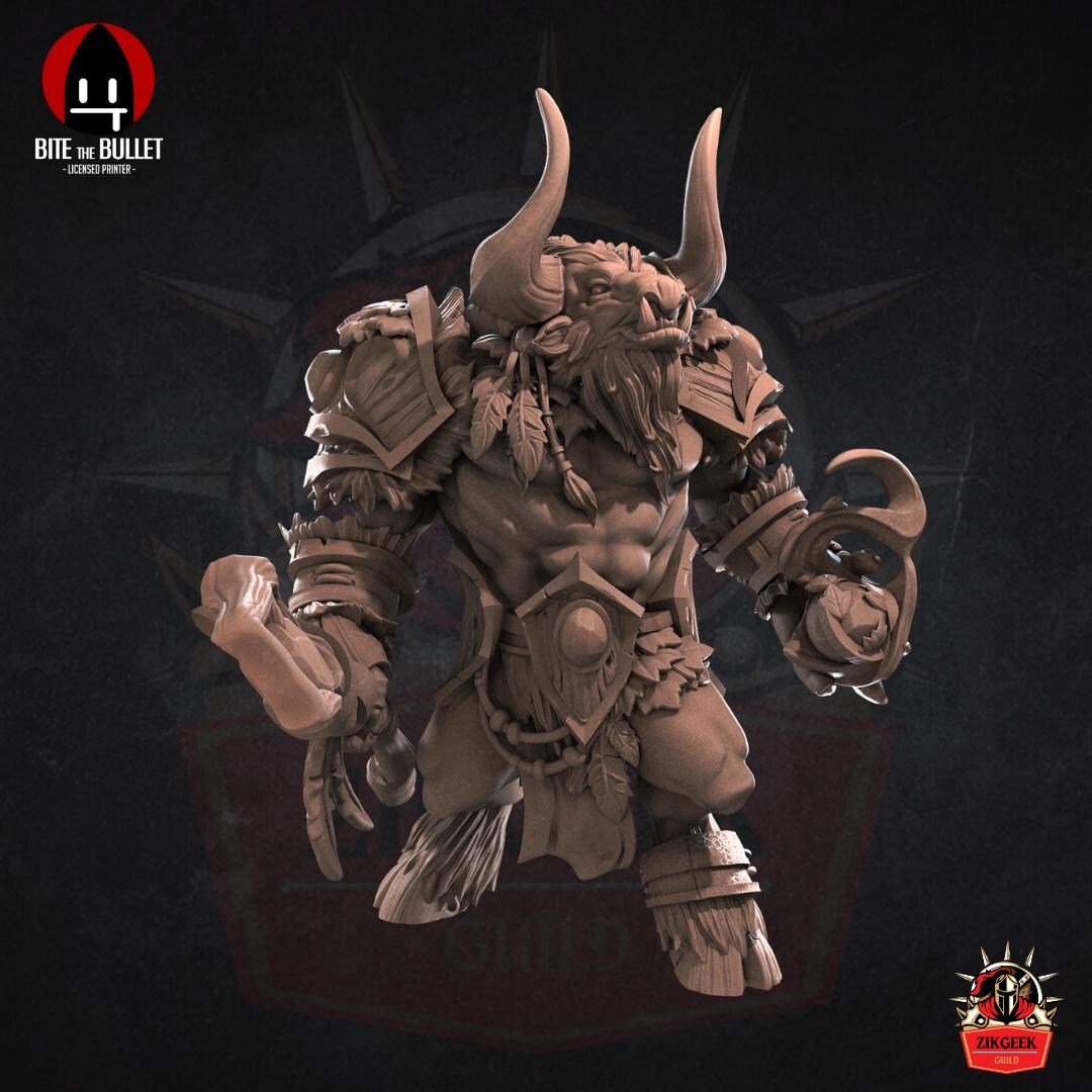 Minotaur Druid, Shaman Miniature: 28/32/38mm Fantasy RPG Mini for Dnd ...