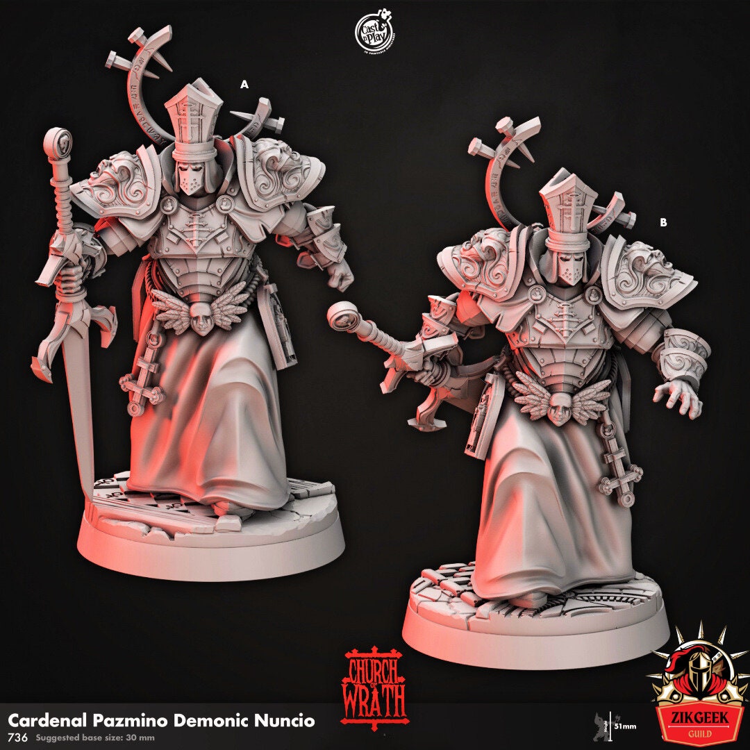 Demonic Cardinal Gothic Cultist: 28/32/38mm Fantasy RPG Miniatures for ...