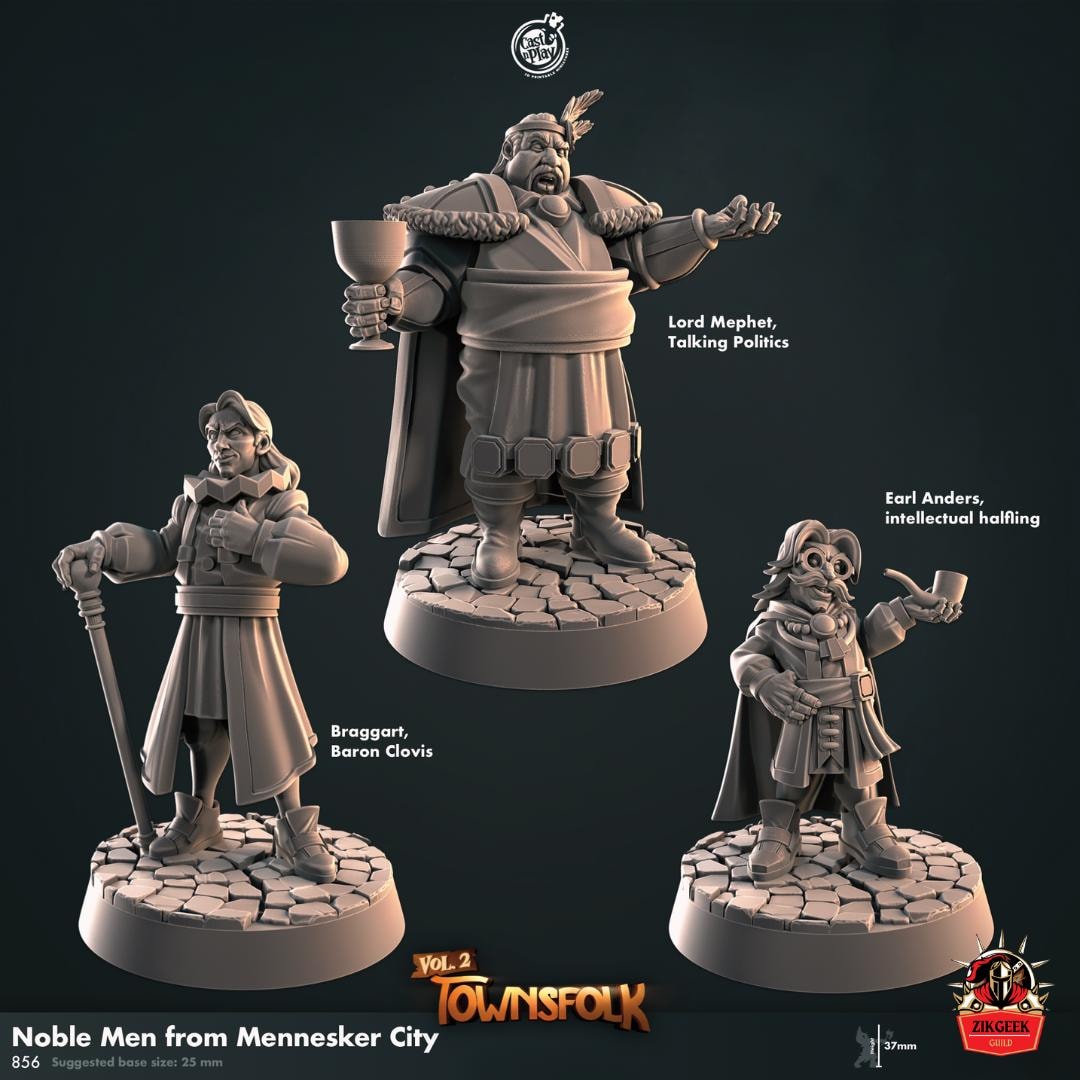 Townsfolk Hero Noble Men NPC Miniature Dungeons and Dragons Mini Hero ...
