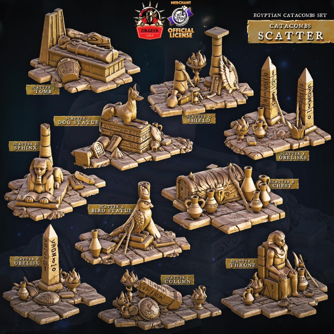 Egyptian Catacombs Scatter Terrain Set: 28/32/38mm Fantasy RPG Mini for ...