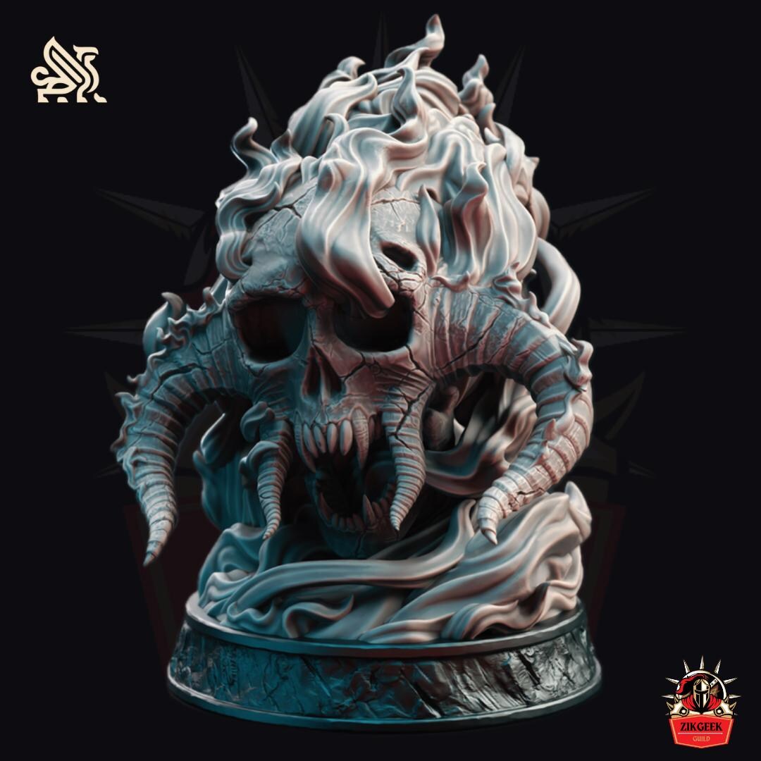 Giant Flaming Infernal Skull Enemy Dnd Miniature Dungeons and Dragons ...