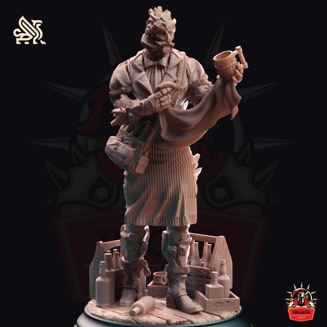 Warforged Bartender Miniature: 28/32/38mm Fantasy RPG Mini for Dnd ...