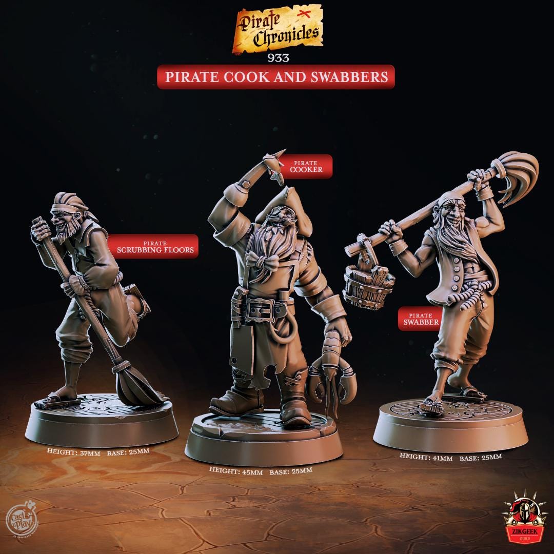 Pirate Cook and Swabbers Ocean Miniature Dungeons and Dragons Mini ...