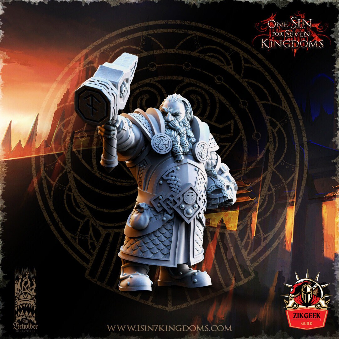 Male Dwarf Warrior, Fighter Miniature: 28/32/38mm Fantasy RPG Mini for ...