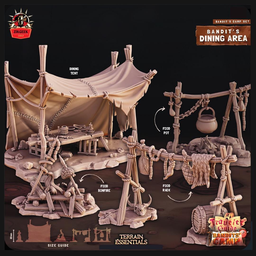 Bandit Dining Area Terrain Miniatures: 28/32/38mm Fantasy RPG Mini for ...