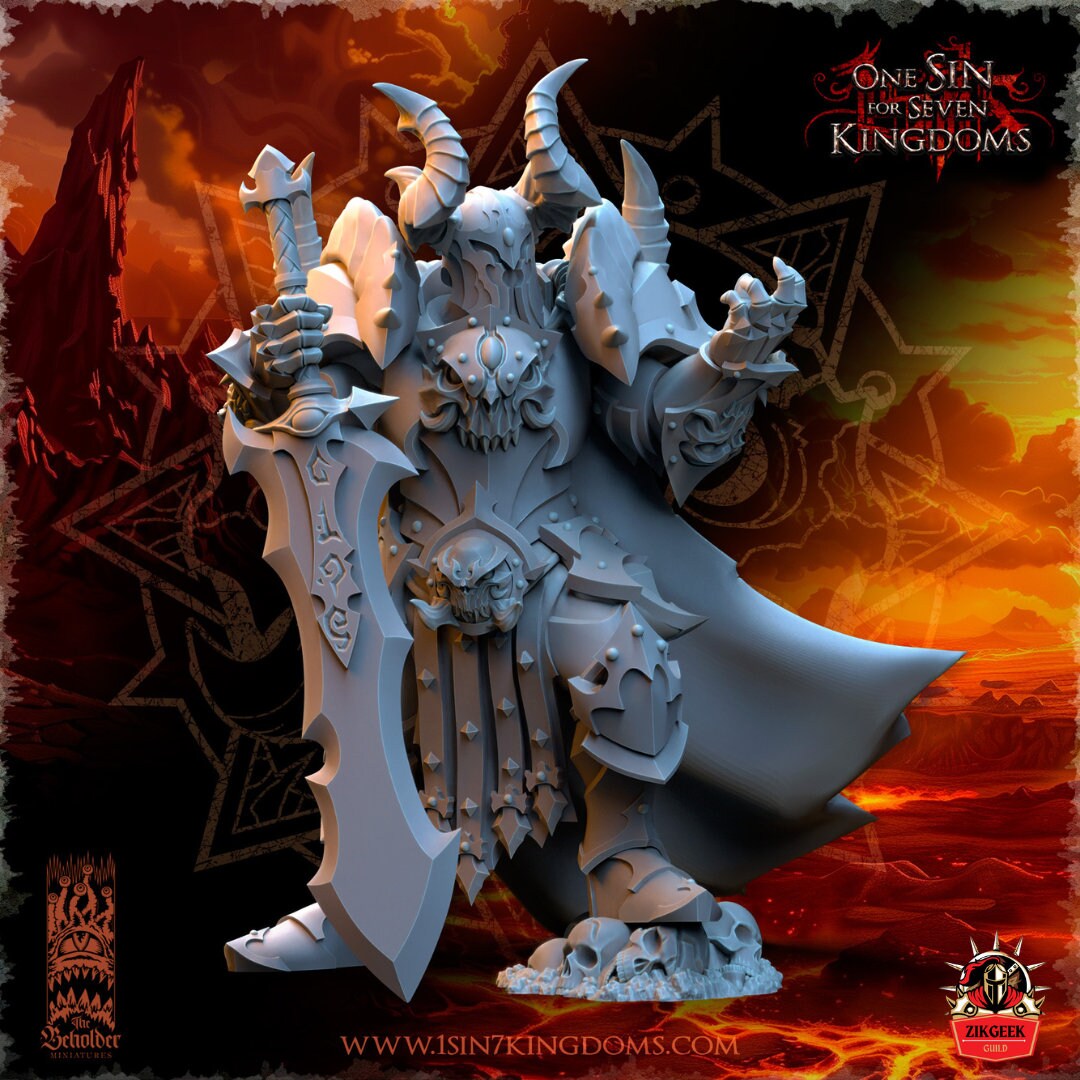 Demano Dark Knight, Boss Miniature: 28/32/38mm Fantasy RPG Mini for Dnd ...