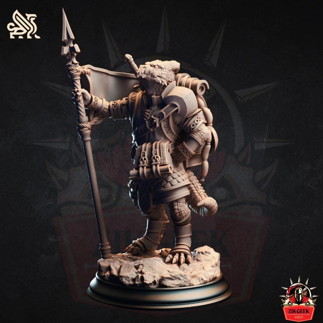 Silver Kobold Squire Miniature – 28mm, 32mm, 38mm Resin Fantasy TTRPG ...