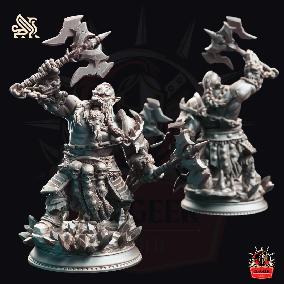 Dwarf Berserker Miniature: 28/32/38mm Fantasy RPG Mini for Dnd, TTRPG ...