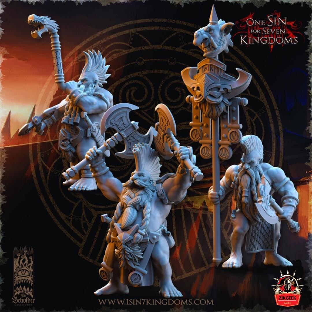 Dwarven Slayers Command Group Miniatures: 28/32/38mm Fantasy RPG Mini ...