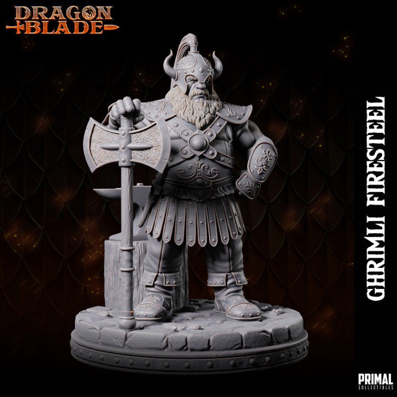 Dwarf Blacksmith Warrior Miniature: 28/32/38mm Fantasy RPG Mini for Dnd ...