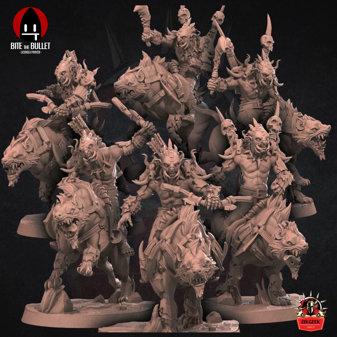 Orc Warg Riders X6 Set: 28/32/38mm Fantasy RPG Miniatures for Dnd ...